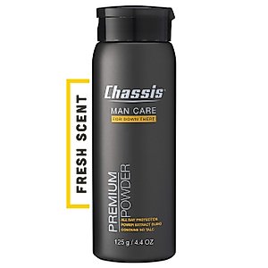 Chassis Premium Body Powder for Men, Whole Body Deodorant, Odor-Absorbent, Talc-Free Anti-Chafing Powder for Groin & Sensitive Skin, Friction Defense & Odor Control, Original Fresh Scent