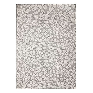 Sherloom Modern Bohemian Floral Indoor Outdoor Area Rug Weather Resistant Outdoor Carpet for Porch Deck Balcony Backyard Patio Rug 5x8 Gray