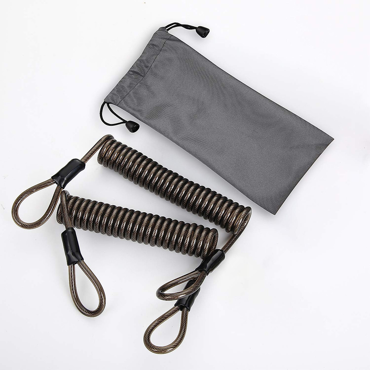 LORADAR 2Pack Retractable Security Cable Luggage Lock Cable Safety Stainless Steel Cable Wire Double Loop Self-Coiling Cable Safety Wire 6-Foot 5.0mm Diameter (2Pack)