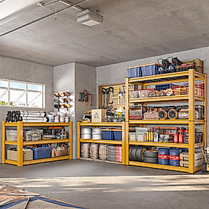 REIBII 72''H Garage Shelving Heavy Duty Loads 3010 LBS Garage Storage Shelves Heavy Duty Shelving 5 Tier Adjustable Metal Shelves for Storage Rack Industrial Shelving Utility Shelf,72" HX35.5 WX16 D