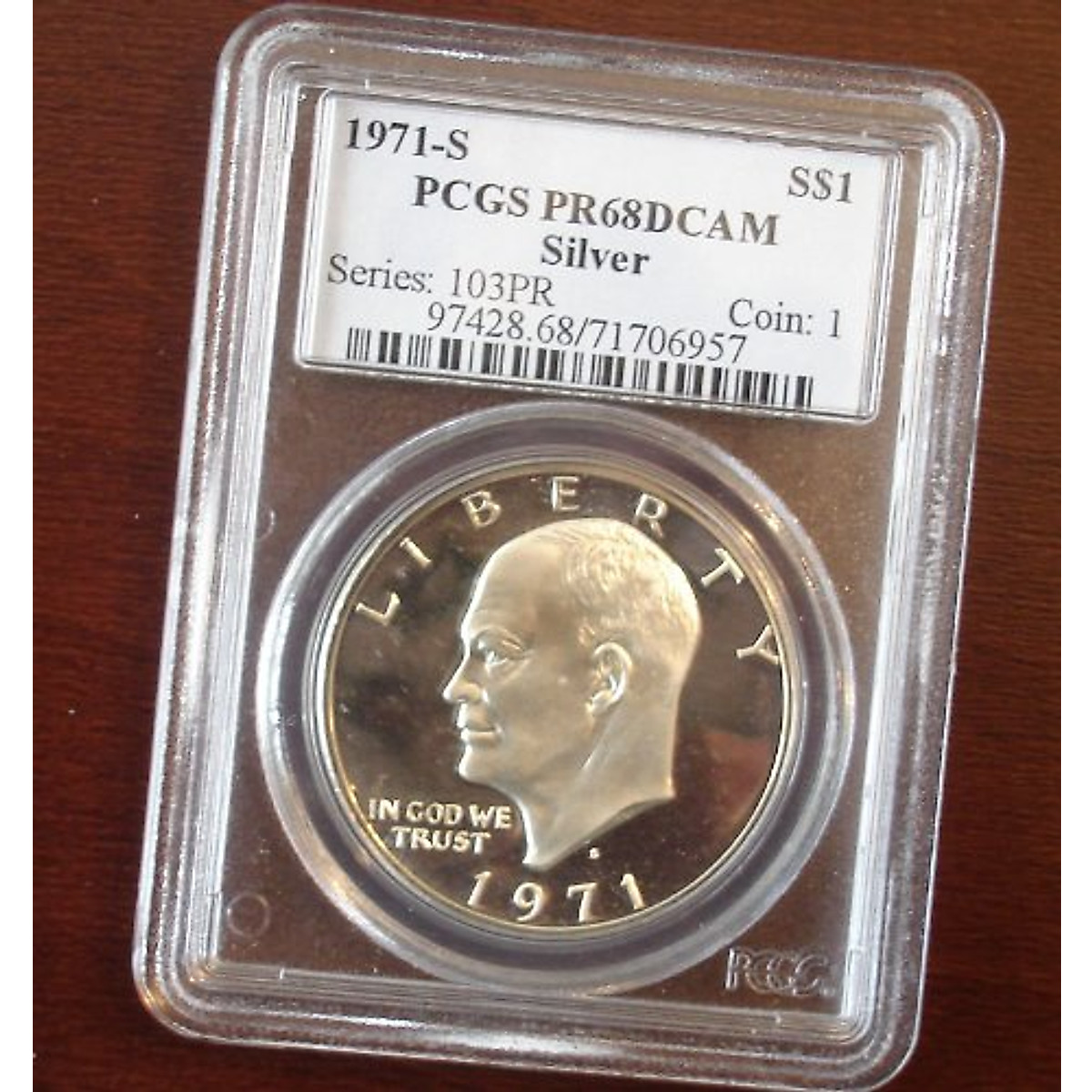 1971S SILVER "IKE" DOLLAR GRADED PR68 DCAM BY PCGS