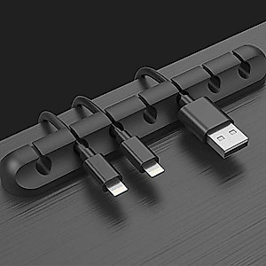 Cable Clips Cable Management, 3 Pack 7 Slots Cord Organizer 6mm Black Adhesive Cord Holders for Power Cords USB Cables Charging Cables Headphone Cables in Office and Home (Black)