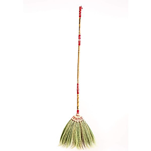 4 in 1 Natural Grass Broom Set by SN SKENNOVA -Traditional Sweeping Broom Thai Handmade Broom Handmade Kitchen Broom Asian Broom (24" 34" 44" 58")