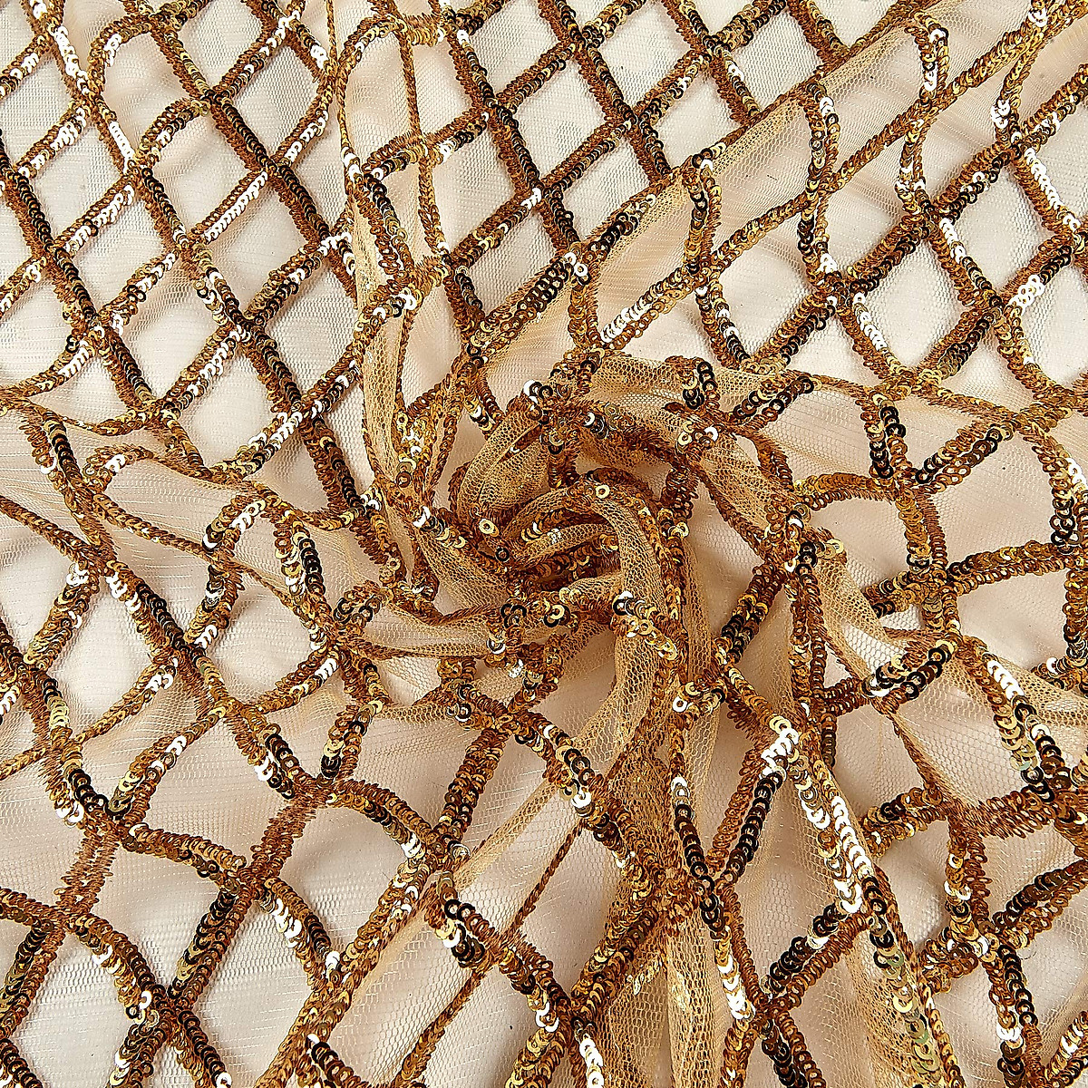 Luxury Sequin Glitz Mesh Gold, Fabric by the Yard