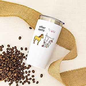 Crisky Funny Vacuum Insulated Tumbler for Aunt Birthday Gifts from Niece/Nephew-Unique Gifts for Aunt Birthday Christmas Thanksgiving, 20oz Unicorn Tumbler with Box, Lid