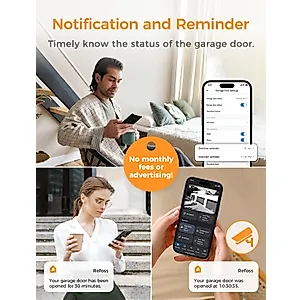 Smart Wi-Fi Garage Door Opener, Compatible with Apple HomeKit, Siri, Alexa & Google Assistant, Carplay, App Remote Control, Only Support 2.4GHz Networks