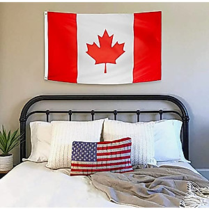 DANF Canada Flag 3x5 Ft Thick Polyester, Fade Resistant, Brass Grommets, Canvas Header,Double Sided Canadian National Flags 3 x 5 Feet