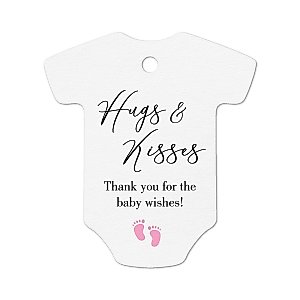 Hugs Kisses Thank You for The Baby Wishes Girl Baby Shower Favor Candy Tags, 50pcs