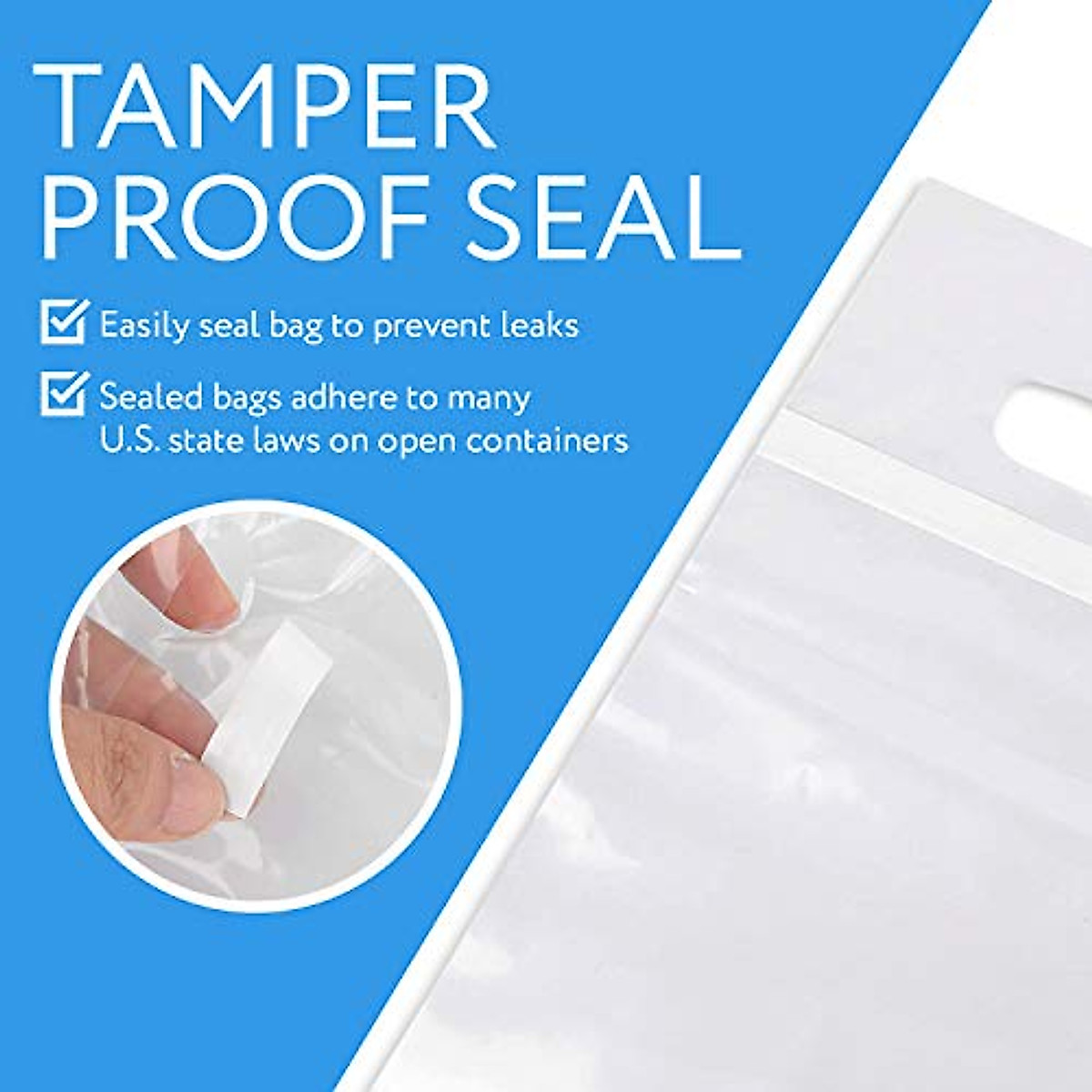 IMPRESA - Clear Plastic To Go Wine Bags with Handles - 50 Pack - Great for Restaurants, Bars, Travel, and Housewarming Gifts - Fits 25 oz Bottles - Tamper Proof Seal