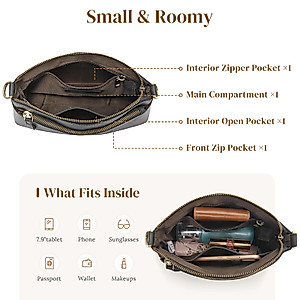 S-ZONE Small Genuine Leather Crossbody Bags for Women Purse and Handbag Wristlet