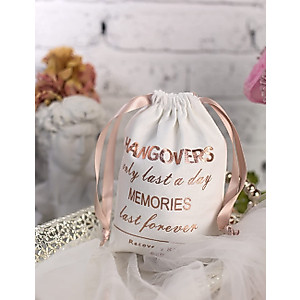 Cytdkve Rose Gold Foiled Hangover Favor Bag Bachelorette Party Favor Bag, Wedding Survival Kit Bags Bride Bridesmaid Gift Bags for Wedding Bridal Shower Party (10 Pieces, White, 5 x 7 Inch)