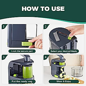 Kitexpert Vegetable Spiralizer With 4-in-1 Rotating Blades, Zucchini Noodle Maker with Strong Suction Cup, Zoodles for Veggies Noodles and Potato, Multipurpose Slicer