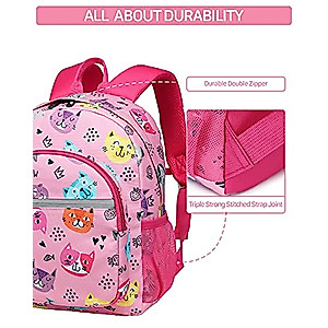 Bagseri Toddler Backpack for Girls, Lightweight Kids Backpack Daycare Bag Preschool Backpack for Girls, 12 Inch (Cat Pink)