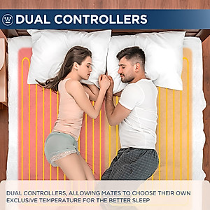 Westinghouse Queen Size Heated Mattress Pad, Luxury Quilted Electric Bed Warmer with 10 Heat Settings Dual Controller, 1-12H Auto Shut Off, Fit Up to 17" Deep Pocket, Machine Washable, 60x80 Inch