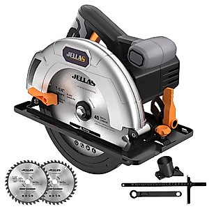 Circular Saw, 13-Amp 5500RPM 7-1/4" Power Circle Saw with 3 Saw Blade 24T/36T/40T, Cutting Depth : 2-9/16" at 90°, 1-3/4" at 45° for Wood, Bevel Angle(0 to 45°), AC Power Cord