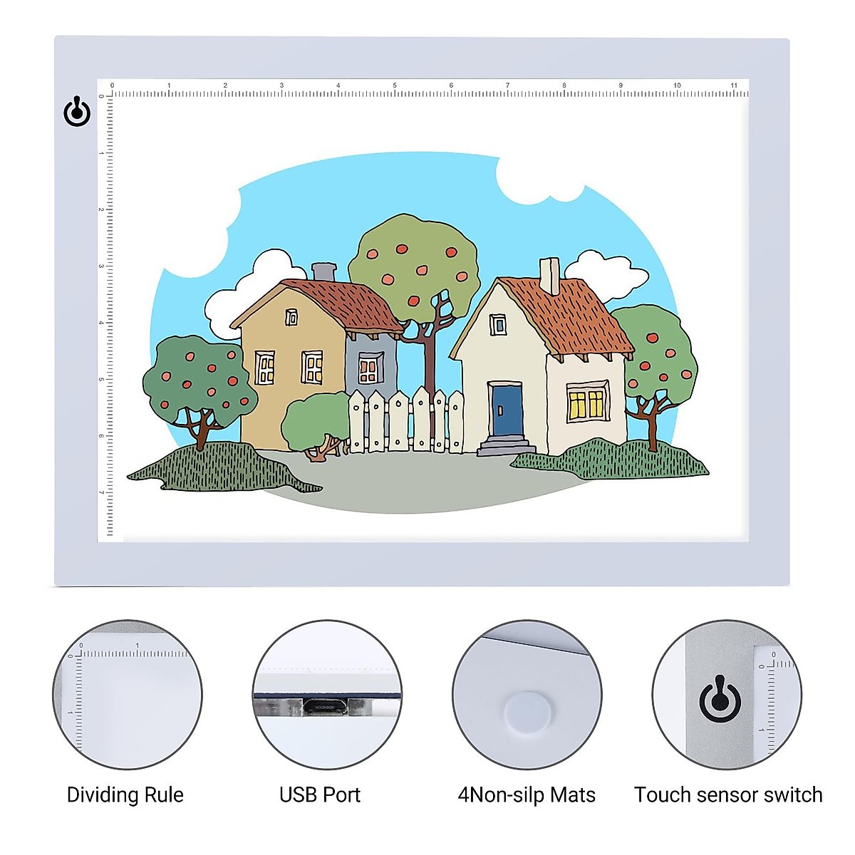 A4 Silver LED Trace Light Pad NXENTC Light Table USB Power LED Tracing Light Board for Artists,Drawing, Sketching, Animation