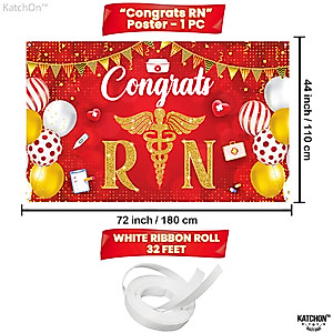 KatchOn, Congrats RN Graduation Banner - Large 72x44 Inch | Red Congrats Nurse Banner, Nurse Graduation Decorations | RN Graduation Party Decorations, Nursing Graduation Decorations Class Of 2024