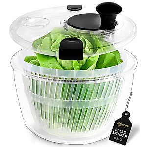lily&stone Large Salad Spinner with Plastic Fruit Bowl, Drain, & Colander - Produce & Lettuce Spinner, Vegetable Dryer, Fruit Washer, Easy & Compact Kitchen Tool - Pasta & Fries Strainer - 6.33 Qt