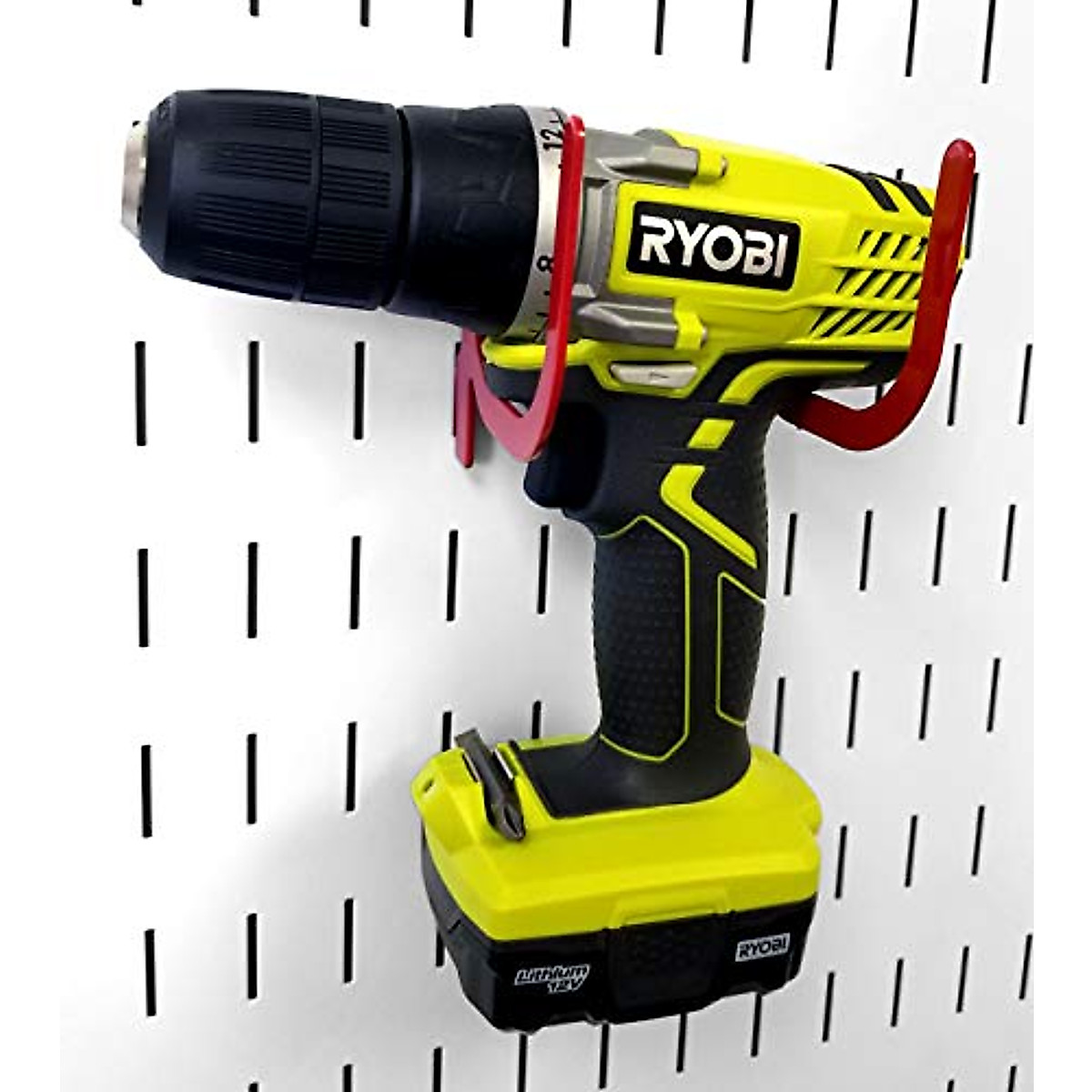 Wall Control Slotted Pegboard U-Hook for Wall Control Pegboard Only, 4" Peg Hook Reach, 2-Hook Pack (Red)