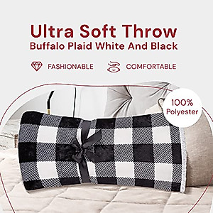 Safdie & Co. - Black and White Checkered Blanket, Indoor and Outdoor Buffalo Plaid Rug, Use As Halloween Blanket, Fall Throw Blanket, or Autumn Decor Throw, Soft and Stain Resistant, 50 x 60 Inches