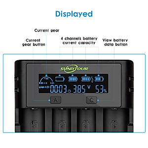 4 Slots 21750 21700 Battery Charger,4 Slots Ni-MH AA 18650 Battery Charger 21700 Charger for 20700 22700 22650 26650 26700 16340 (RCR123) 17670 Battery with PCB Protection Board