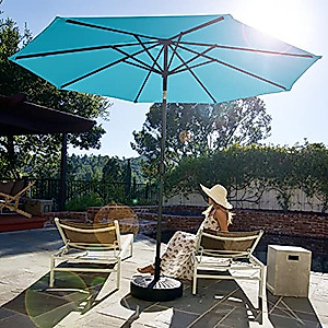 Patio Watcher 11-Ft Patio Umbrella 40 LED Lighted Solar Umbrella with Push Button Tilt and Crank, Outdoor Umbrella 8 Steel Ribs, Blue