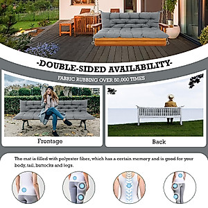 rlosqvee Outside Benches Cushion with Backrest, Thicken Waterproof Swing Cushions 2/3 Seater Replacement, Porch Swing Cushions Outdoor (Gray, 40 x 60 inch)