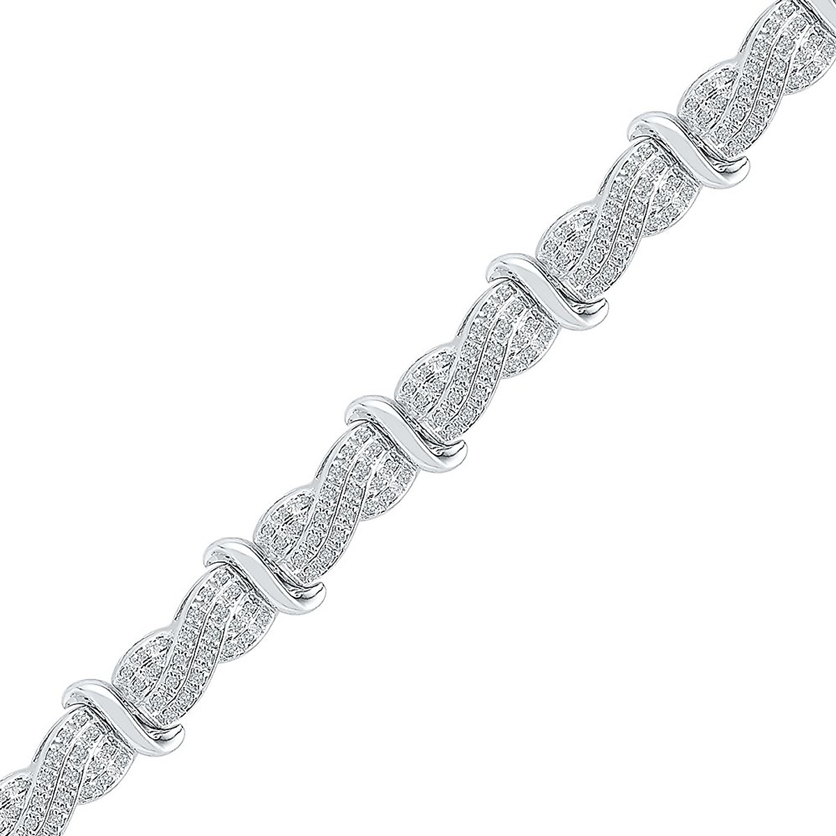 DGOLD Sterling Silver Princess-cut Diamond Twisted Fashion Bracelet (1 cttw)
