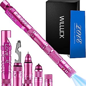 WILLUCK Mothers Day Love Gifts for Her Women Mom,”LOVE” Pink Multitool Pen with Flashlight, Anniversary Valentines Day Birthday Gifts for Women Wife Girlfriend,Stocking Stuffers for Women
