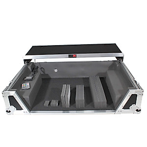 ProX Flight Case for Pioneer DDJSX3 DDJ-1000 SRT Controller with 2U Rack Space, Sliding Laptop Shelf,Wheels and LED Kit-Silver on Black Design - XS-SX1K2UWLTLED