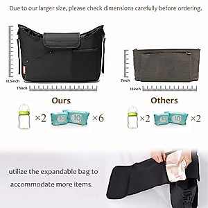 ｕｎａｉｌｕ Universal Stroller Organizer with Double Cup Holder, Expandable Stroller Caddy, Stroller Bag Accessories Fits for Uppababy, Nuna, Baby Jogger, Britax, Doona Strollers and Pet stroller