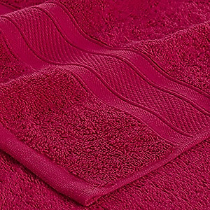 TRIDENT Soft and Plush, 100% Cotton 4 Piece Hand Towels for Bathroom, Highly Absorbent, Hotel Luxury, Super Soft, Salon Towels, Soft Comfort, 500 GSM (Crimson Red)