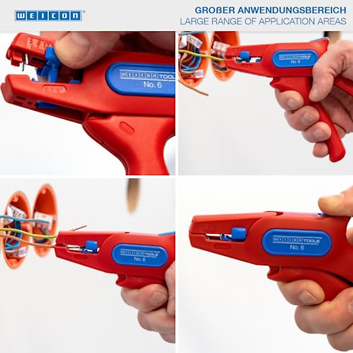 WEICON No. 6-Automatic Wire Stripper/Approval up to 1000 Volt/VDE-Tested/Stripping Tool/Stripping Tool for Round Cables 24-10 AWG (0.2-6 mm squared)