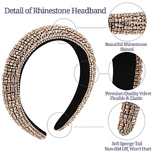 milylove Rhinestone Crystal Diamond Headbands for Women Fashionable Handmade Wide Hair Hoops Beaded Bling HairBand Hair Accessories