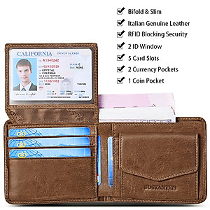 BOSTANTEN Genuine Leather Wallets for Men ＆ Leather Backpack for Men 15.6 inch Laptop Backpack Shoulder Bag