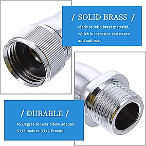 MOSELNY Shower Elbow Adapter for Shower Head,45°Angle Shower Head Extender Connector G1/2 Male to Female Shower Arm Extension for Wall-mounted Shower or Handheld Shower header Connector,Polish Chrome