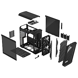 Fractal Design Torrent Compact Black - Dark Tint Tempered Glass Side Panels - Open Grille for Maximum air Intake - Two 180mm PWM Fans Included - Type C - ATX Airflow Mid Tower PC Gaming Case