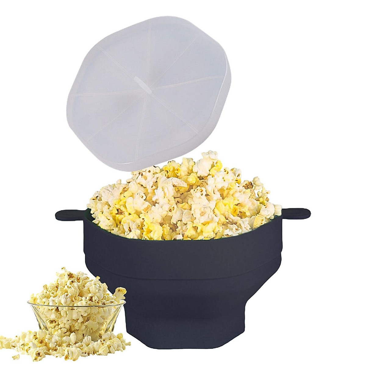 Popcorn Bowl, Large Microwave Popcorn Maker, Creative Microwave Heating Bowl, Collapsible Bowl, Silicone Seasoning Bowl, Popcorn Bowl Set for Kitchen, Family, Kids, Movie Night