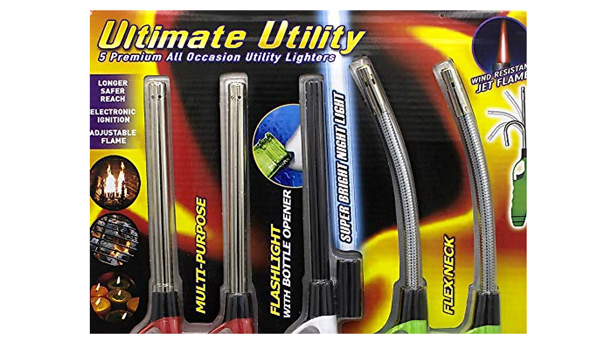 Multi-purpose Gas Utility Lighters for BBQ & More (5-Pack)