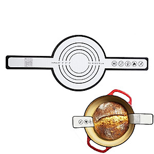 Silicone Baking Mat for Dutch Oven Bread Baking，Reusable Non-stick Bread Baking Mat Silicone Dutch Oven Liner with Long Handles (Black)