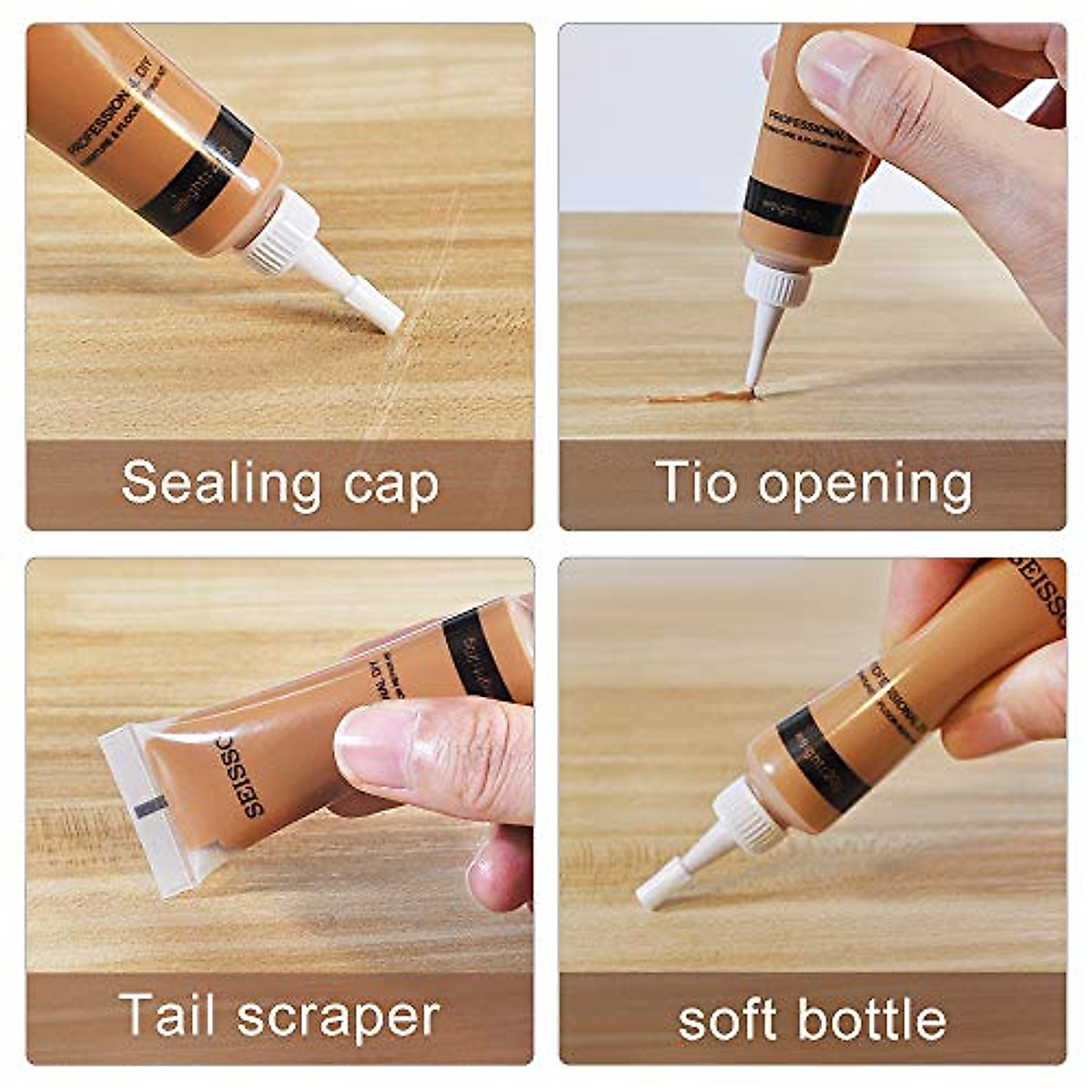 SEISSO Wood Repair Kit Wood Touch up Paint Restore Any Wood Furniture Wood Stain, 12 Colors Cover Surface Scratch for Wooden Floor Table, Filler Furniture Paint Oak, Cabinet, Door, Veneer, Walnut,