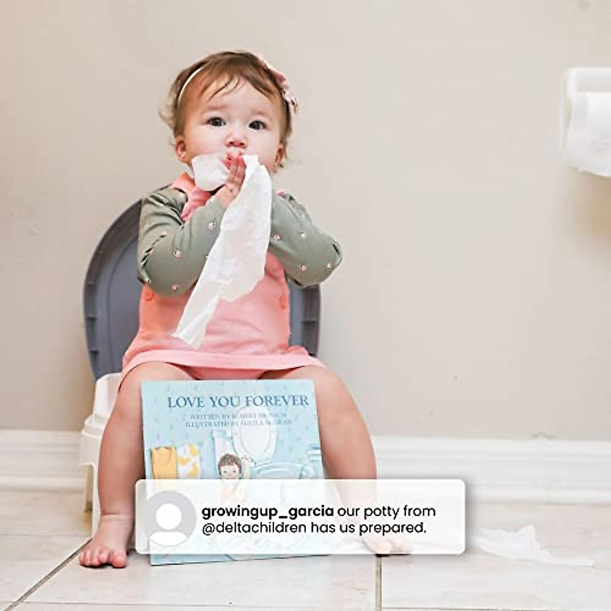 Delta Children PerfectSize Potty - Made with Eco-Friendly Recycled Ocean Material, White/Grey