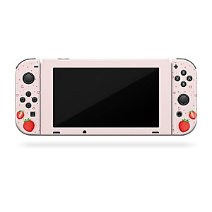 Tacky Design Strawberry Skin Compatible with Nintendo Switch Skin Wrap Cover, Kawaii Skin for Nintendo Switch Stickers, Premium Vinyl 3M Full Wrap Decal, Compatible with Joy-Con, Console, Dock.