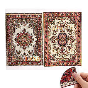 iLAND Miniature Dollhouse Accessories of Carpet for Dollhouse Furniture on 1/12 Scale and 3” - 12” Dolls, Woven Dollhouse Rugs 6” x 3.8” (2pcs Fragrance)