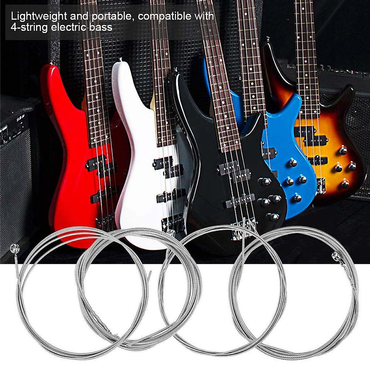Electric Bass Strings 4 Set of Steel Plated Gauge Strings Bass Guitar Parts 1mm 1.4mm 2mm 2.5mm