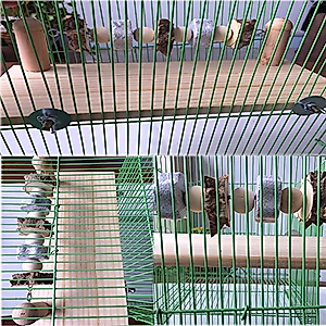 kathson Pet Wood ledges Platform, Wooden Chinchilla Ledges Platform with Lava Ledge Blocks Chew Toys Pet Cage Resting Wooden Shelf Chinchilla Cage Accessories for Hamster Guinea-Pigs Mouse