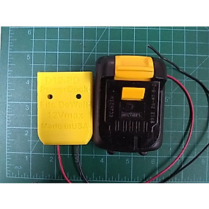 Made by Mitchell D12 Power Dock for DeWalt 12V DCB12x Battery, Wired 14AWG, PN# D12-14