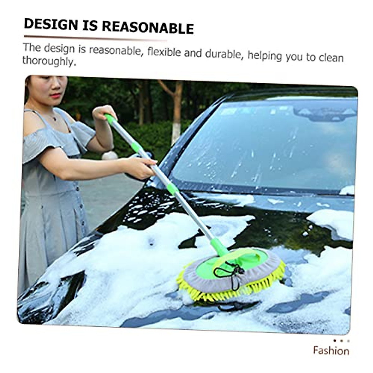 KALLORY Telescopic Car Wash Mop Cleaning Mops Floor Cleaner Mop Floor Mops Home Telescopic Mop Chenille Cleaning Mop Retractable Mop Handle Green Household Aluminum Alloy Sponge Mop