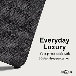 Coach Signature Canvas Slim Wrap iPhone 15 Pro Case, Compatible with Wireless Charging - Signature Charcoal