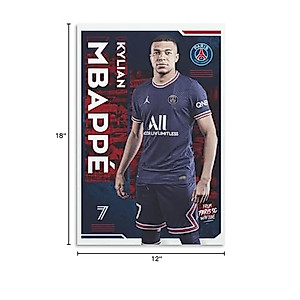 Kroity Paris Saint-Germain Football Stars Kylian Mbappe Poster Canvas Wall Art Room Decor (Unframed) 12in×18in (Mbappe), White